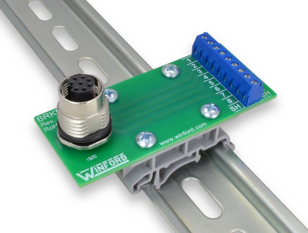 M12 8-Pin Breakout Board with Screw Terminals - Winford Engineering