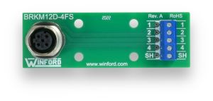 M12 4-Pin Breakout Board with Screw Terminals - Winford Engineering