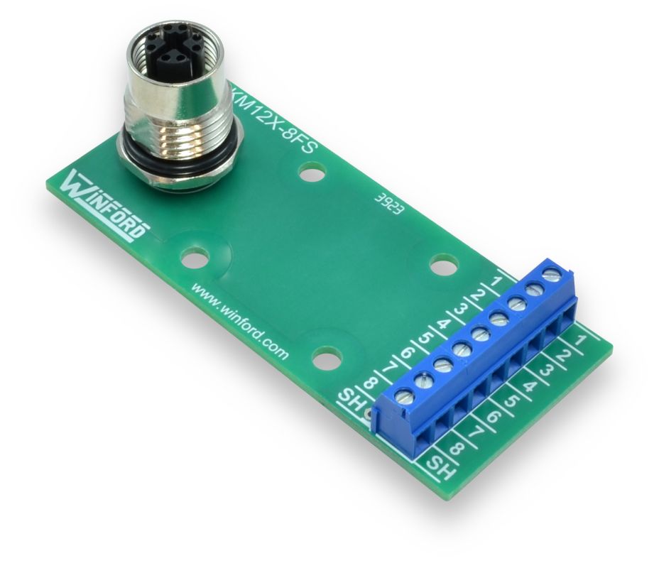 M12 8-Pin Breakout Board with Screw Terminals - Winford Engineering