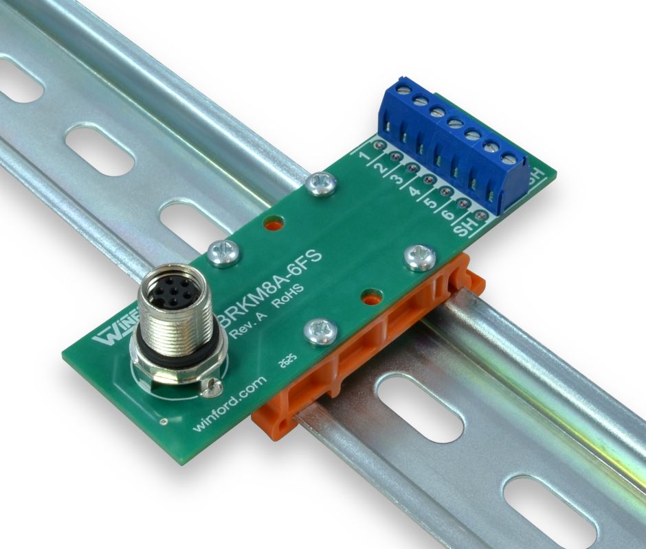 M8 6-Pin Breakout Board with Screw Terminals - Winford Engineering