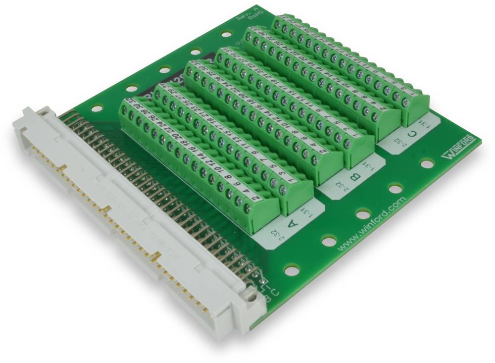 96-Pin DIN 41612 Breakout Board with Screw Terminals - Winford Engineering