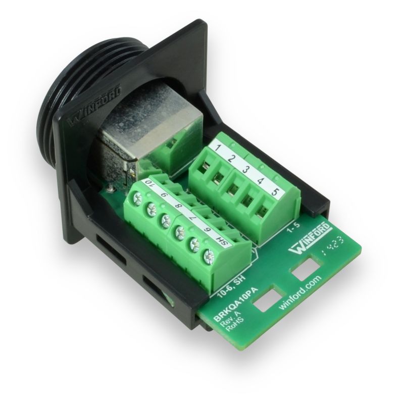 RJ50 10P10C Panel-Mount Breakout Board with Screw Terminals - Winford ...