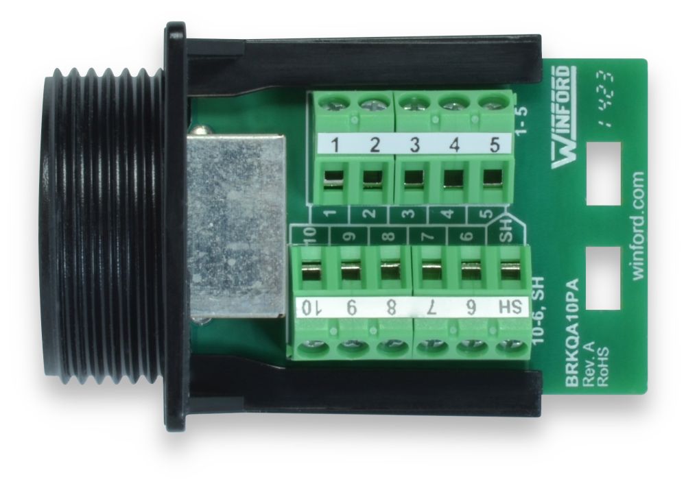 RJ50 10P10C Panel-Mount Breakout Board with Screw Terminals - Winford ...