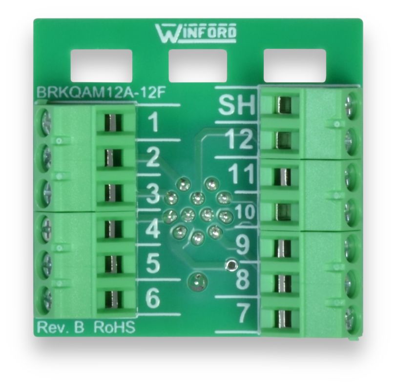 M12 12-Pin Panel Mount Breakout Boards - Winford Engineering
