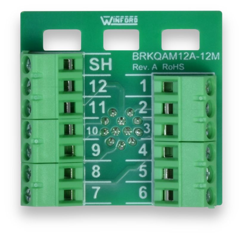 M12 12-Pin Panel Mount Breakout Boards - Winford Engineering