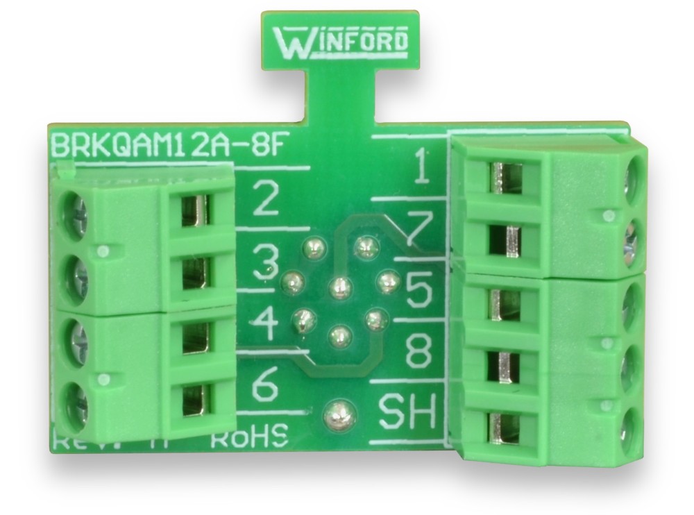 M12 8-Pin Panel Mount Breakout Boards - Winford Engineering