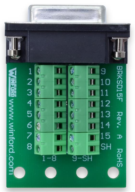 DB15 Slim Breakout Board with Screw Terminals - Winford Engineering
