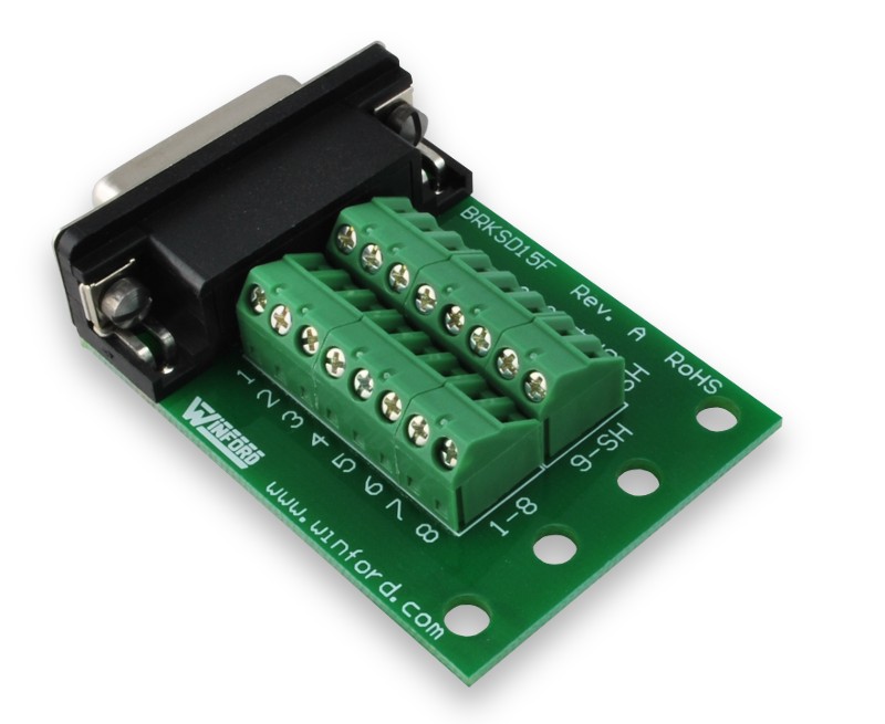 DB15 Slim Breakout Board with Screw Terminals - Winford Engineering