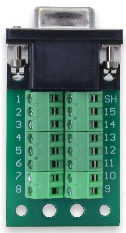 DB15HD Slim Breakout Board with Screw Terminals - Winford Engineering