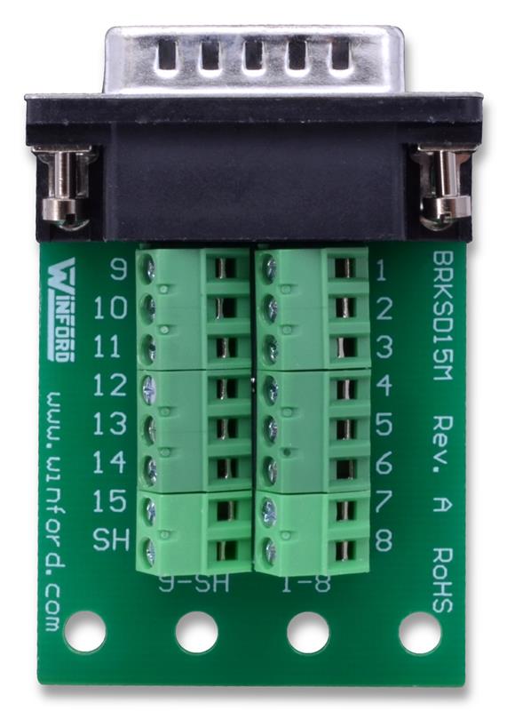 DB15 Slim Breakout Board with Screw Terminals - Winford Engineering