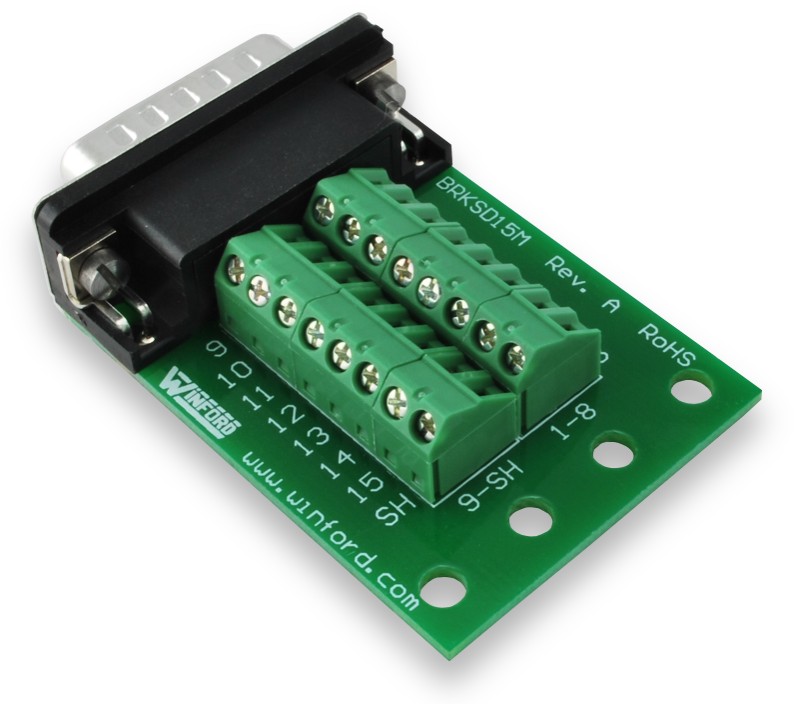 DB15 Slim Breakout Board with Screw Terminals - Winford Engineering
