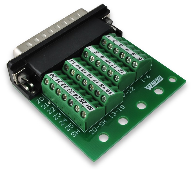 DB25 Slim Breakout Board with Screw Terminals - Winford Engineering