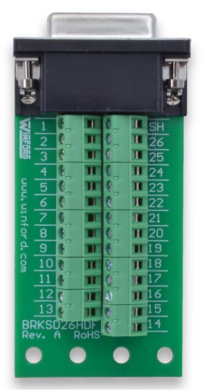 DB26HD Slim Breakout Board with Screw Terminals - Winford Engineering