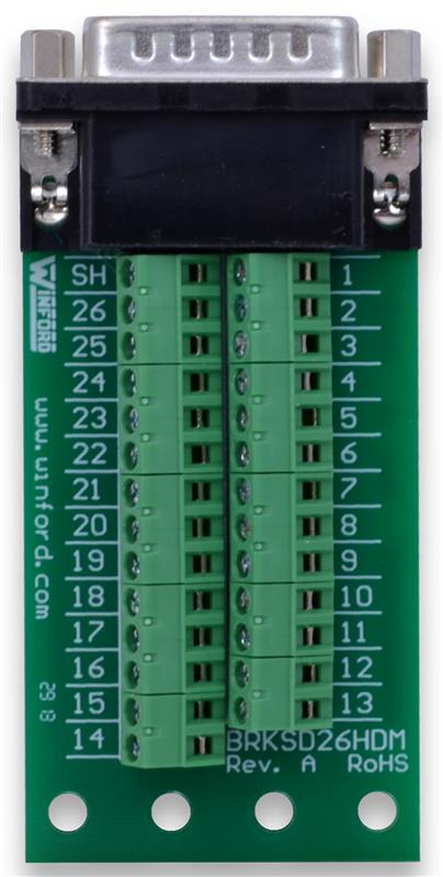 DB26HD Slim Breakout Board with Screw Terminals - Winford Engineering