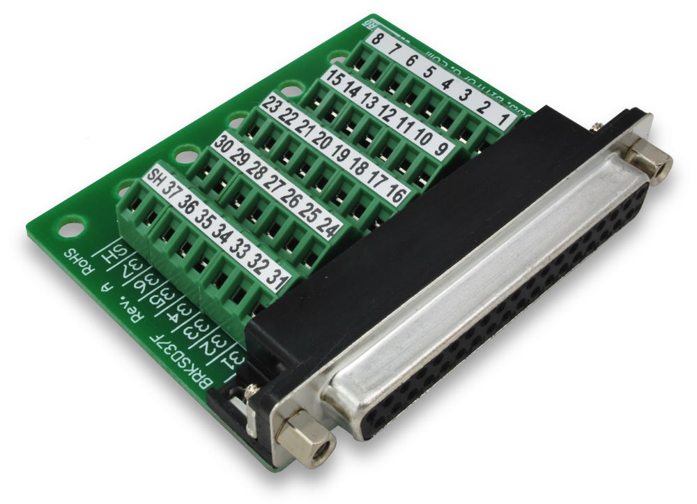 DB37 Slim Breakout Board with Screw Terminals - Winford Engineering