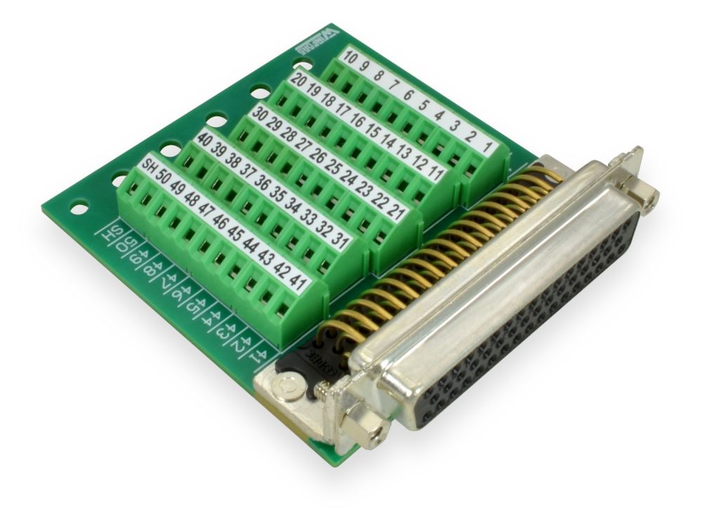DB50 Slim Breakout Board with Screw Terminals - Winford Engineering