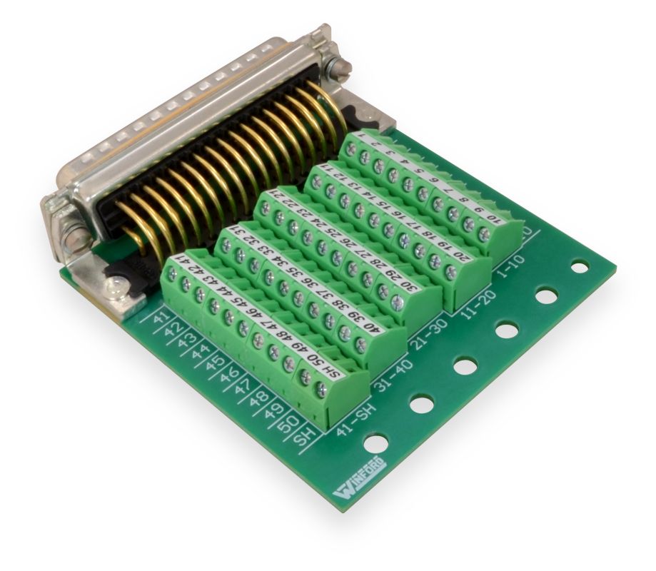 DB50 Slim Breakout Board with Screw Terminals - Winford Engineering