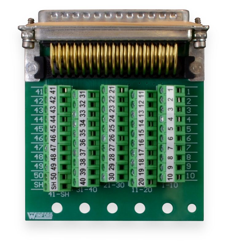 DB50 Slim Breakout Board with Screw Terminals - Winford Engineering