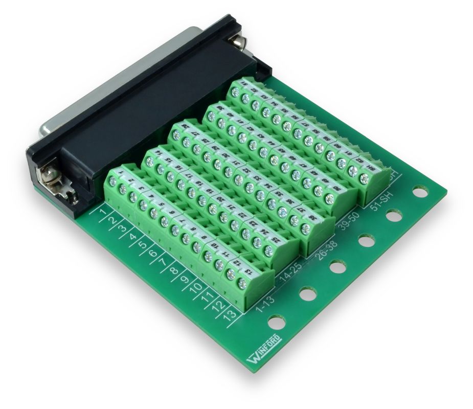 DB62HD Slim Breakout Board with Screw Terminals - Winford Engineering