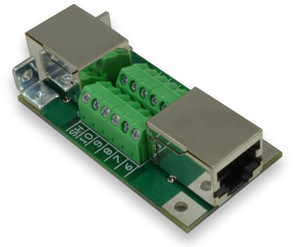 RJ50 10P10C Slim Breakout Board / Coupler with Screw Terminals ...