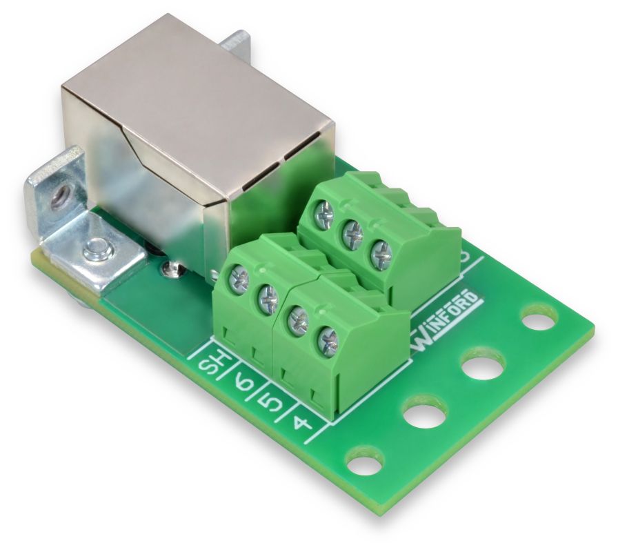 RJ11/RJ12 6P6C Slim Panel-Mount Breakout Board with Screw Terminals - Winford Engineering