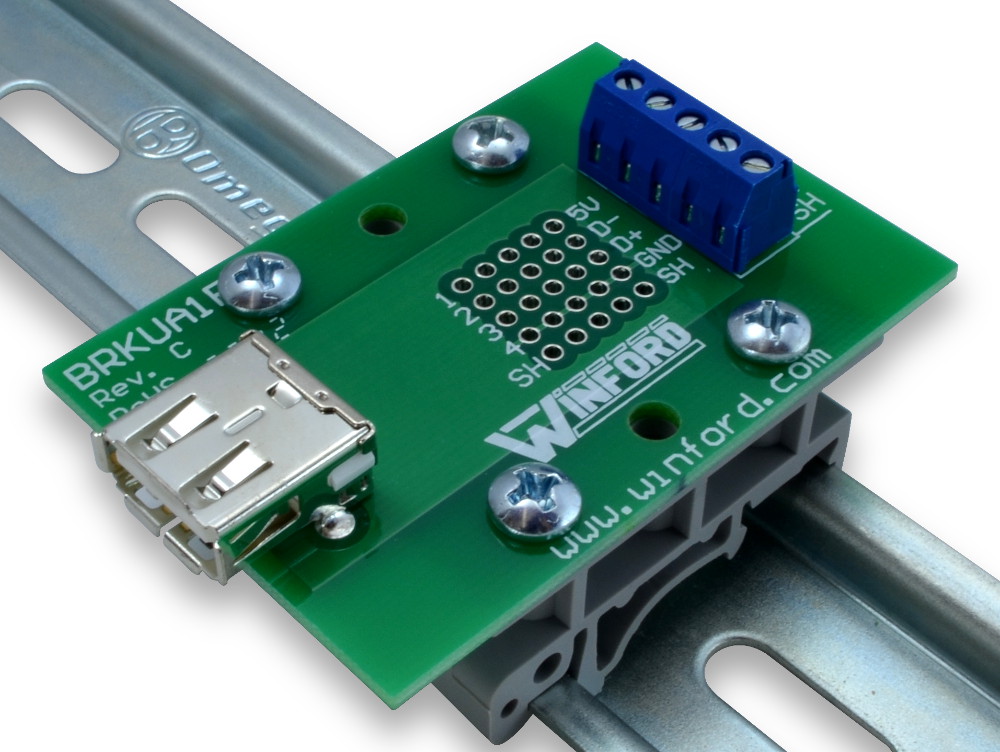 USB A Female Breakout Board with Screw Terminals - Winford Engineering