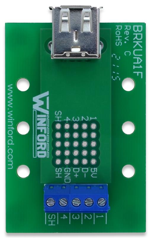USB A Female Breakout Board with Screw Terminals - Winford Engineering