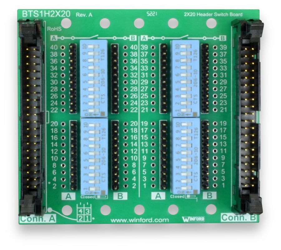 Diagnostic Breakout Board with Switches: 2x20 0.1" Header (40 position ...