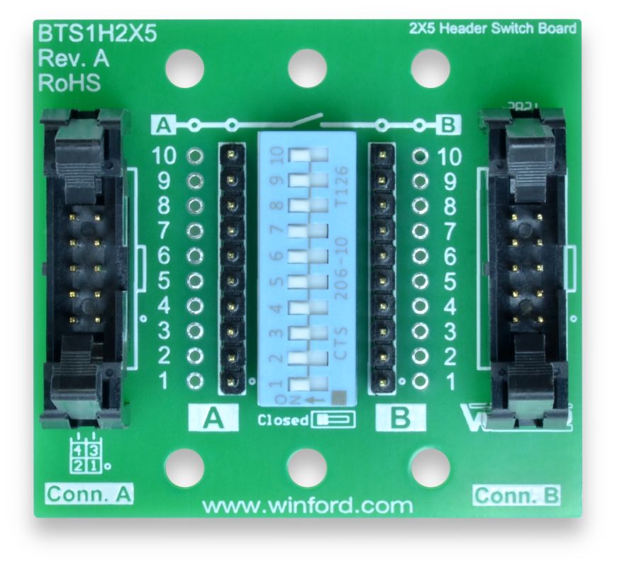 Diagnostic Breakout Board with Switches: 2x5 0.1" Header (10 position ...