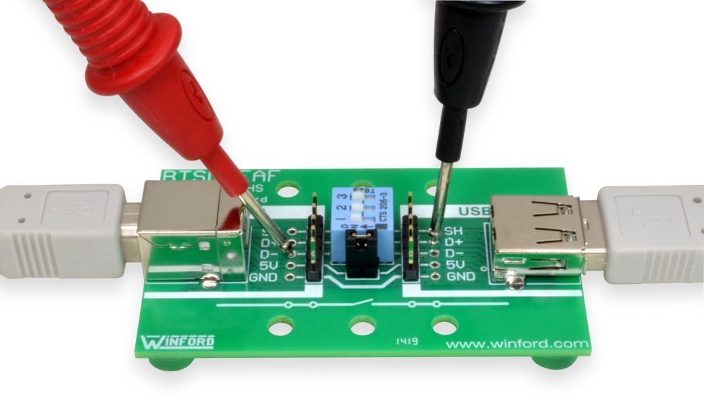 Diagnostic Breakout Board with Switches: USB Connectors, B-Female and A ...