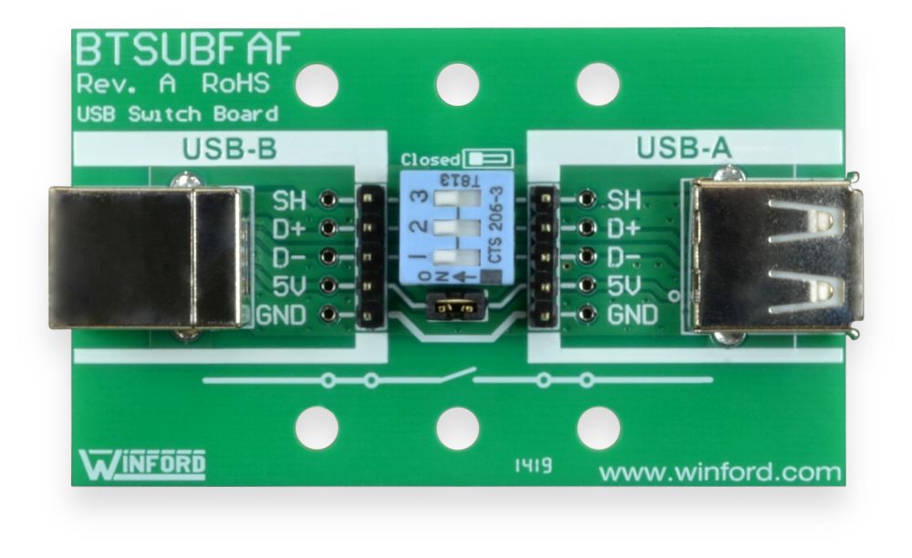 Diagnostic Breakout Board with Switches: USB Connectors, B-Female and A ...