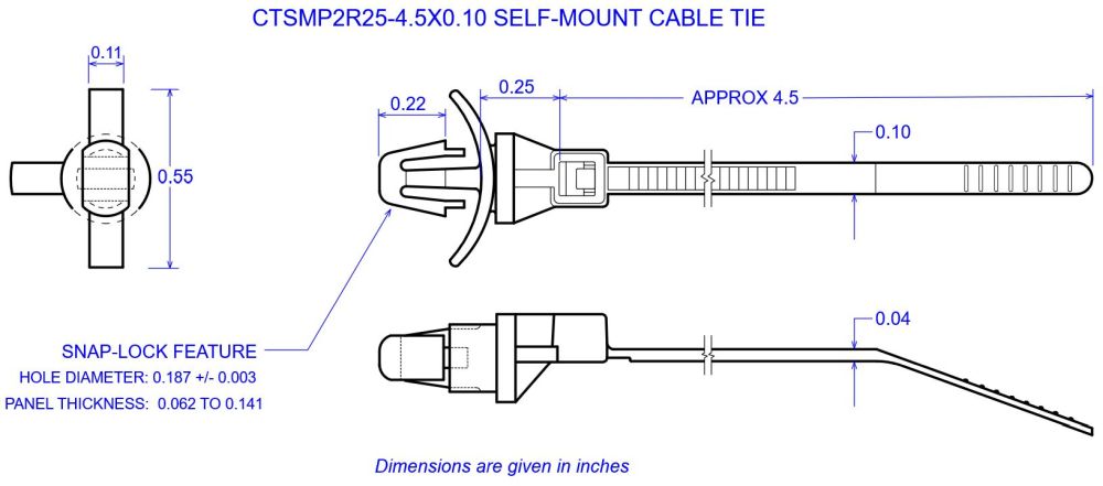 Cable Ties, Self-Mount Push-Fit - Winford Engineering
