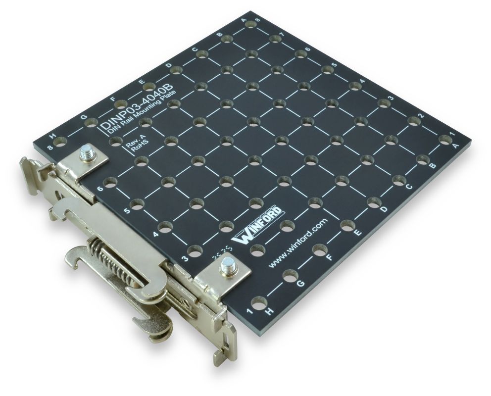 4.0" x 4.0" DIN Rail Mounting Plate with Mounting Holes Grid - Winford ...