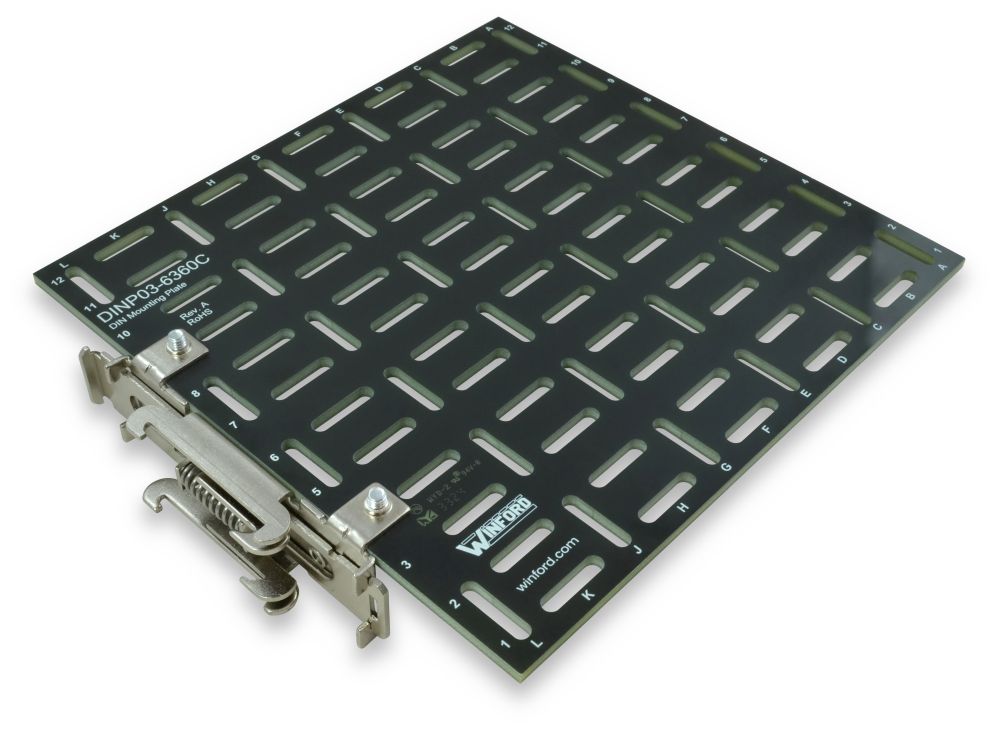 6.3" x 6.0" DIN Rail Mounting Plate with Mounting Slots and Right Angle ...