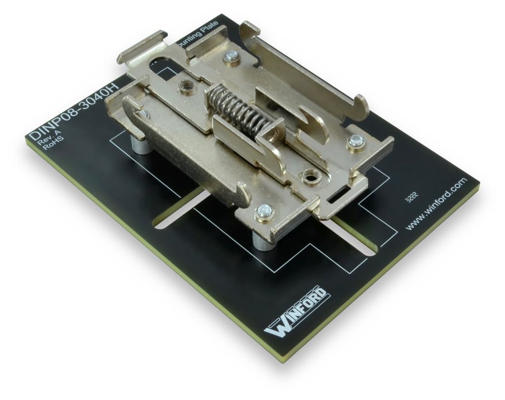 3.0" x 4.0" DIN Rail Mounting Plate with Long Vertical and Horizontal ...