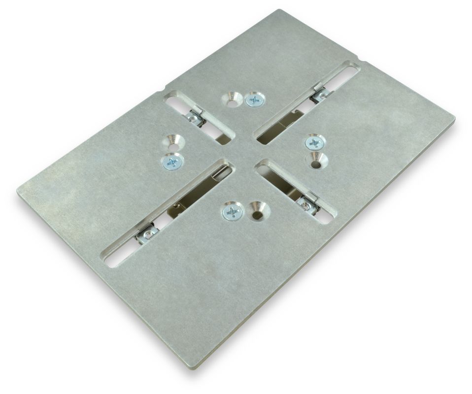 4.0" x 6.0" DIN Rail Mounting Plate with Cage Nut Slots and Standoffs ...