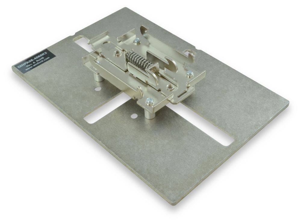 4.0" x 6.0" DIN Rail Mounting Plate with Cage Nut Slots and Standoffs ...
