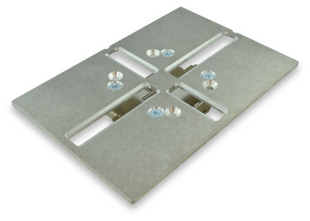 4.0" x 6.0" DIN Rail Mounting Plate with Cage Nut Slots and Standoffs ...