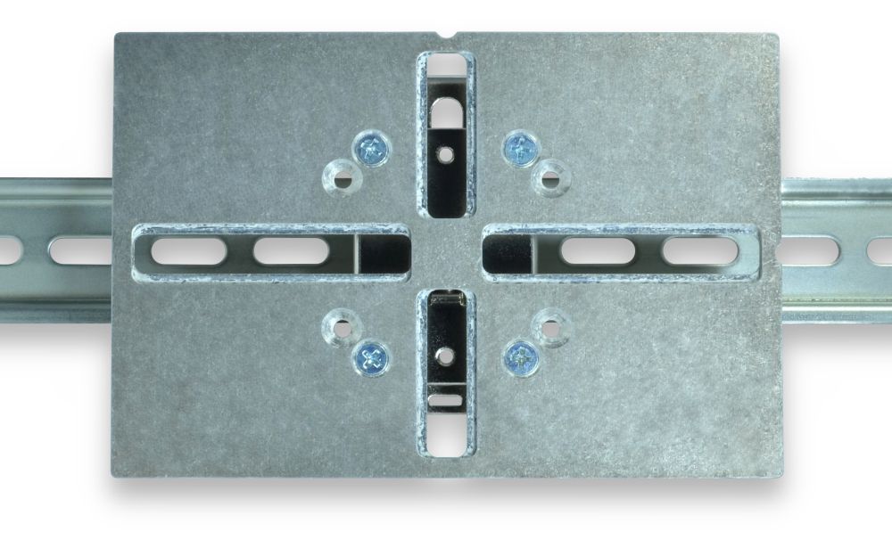 4.0" x 6.0" DIN Rail Mounting Plate with Cage Nut Slots and Standoffs ...