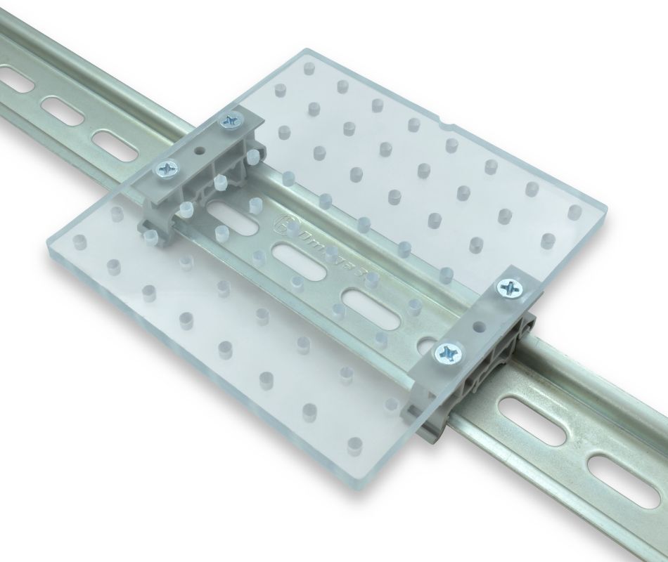 4.0" x 4.0" DIN Rail Mounting Plate with Mounting Holes Grid ...