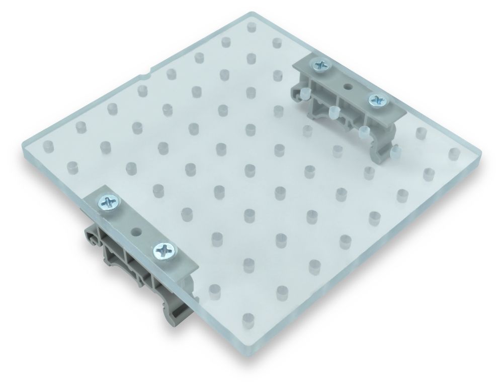 4.0" x 4.0" DIN Rail Mounting Plate with Mounting Holes Grid ...