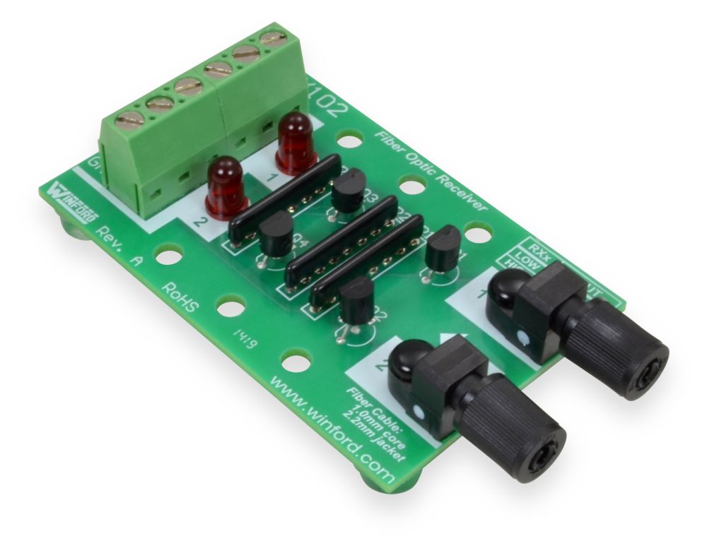Fiber Optic Receiver Board: 2 Digital Channels - Winford Engineering