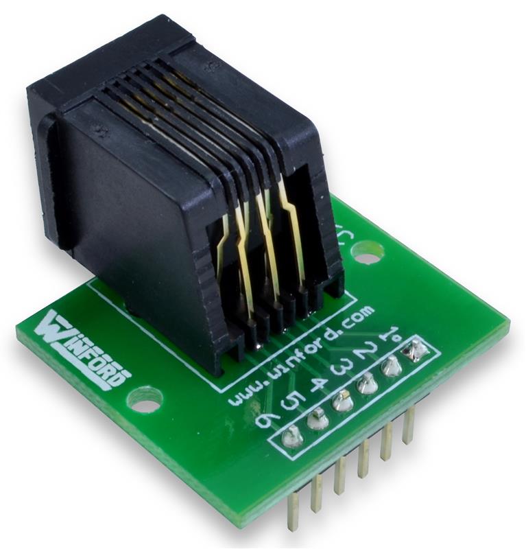 RJ11/RJ12 6P6C Breadboard Adapter - Winford Engineering