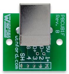 USB Type B Female Breadboard Adapter - Winford Engineering