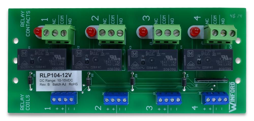 Relay Board: 4 SPDT 15A Relays with Screw Terminals - Winford Engineering