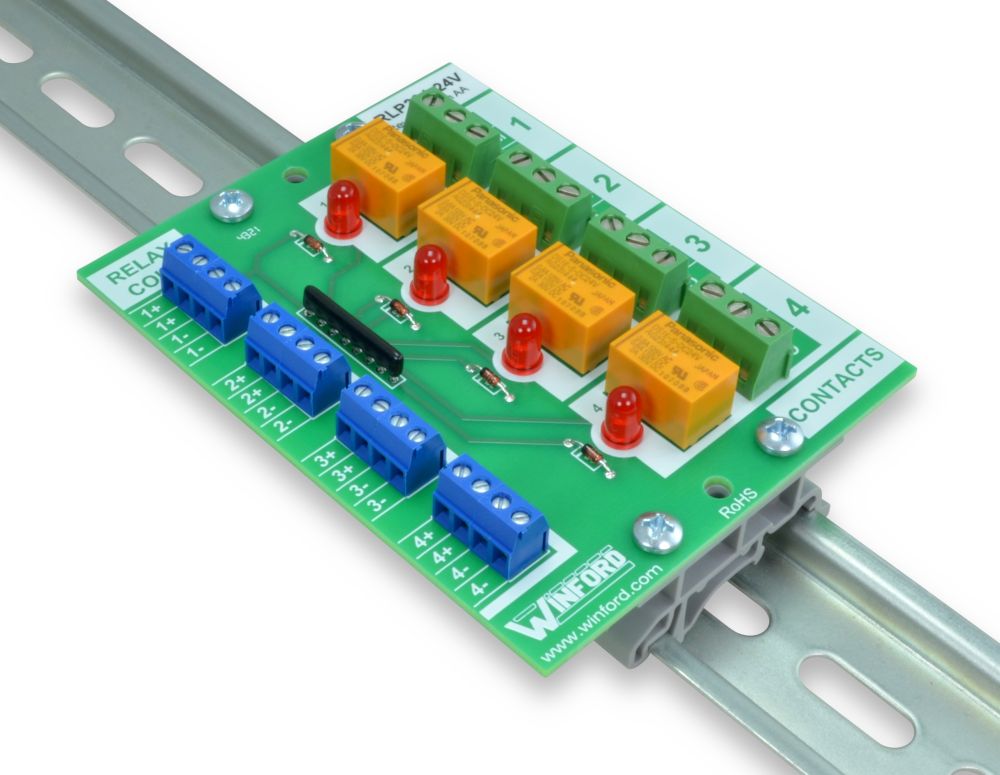 Relay Board: 4 SPDT 2A Relays with Screw Terminals - Winford Engineering