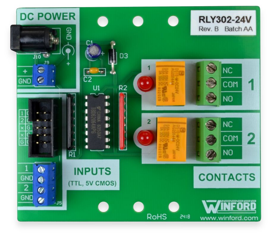 Small Signal Relay Board: TTL Logic Level Inputs, 2 SPDT 2A Relays ...