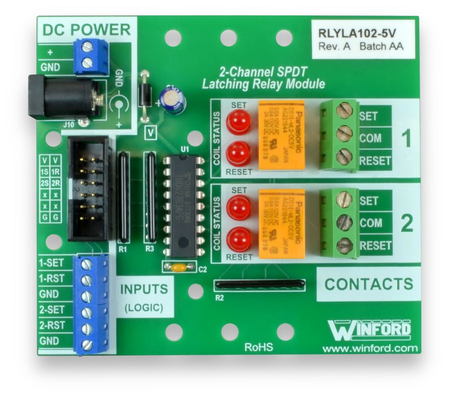 Small Signal Latching Relay Board: Logic Level Inputs, 2 SPDT 2A ...